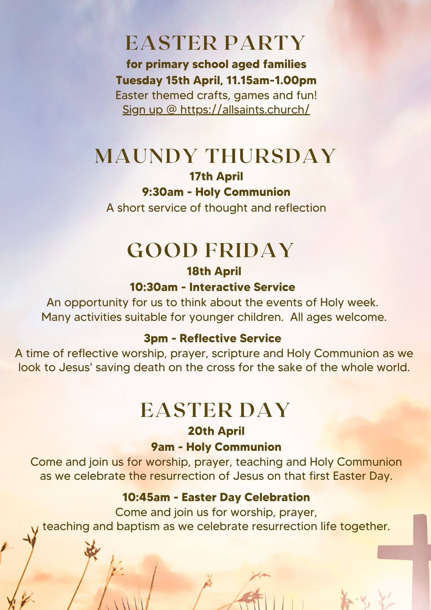 Easter Services 2025 – All Saints Church, Chester